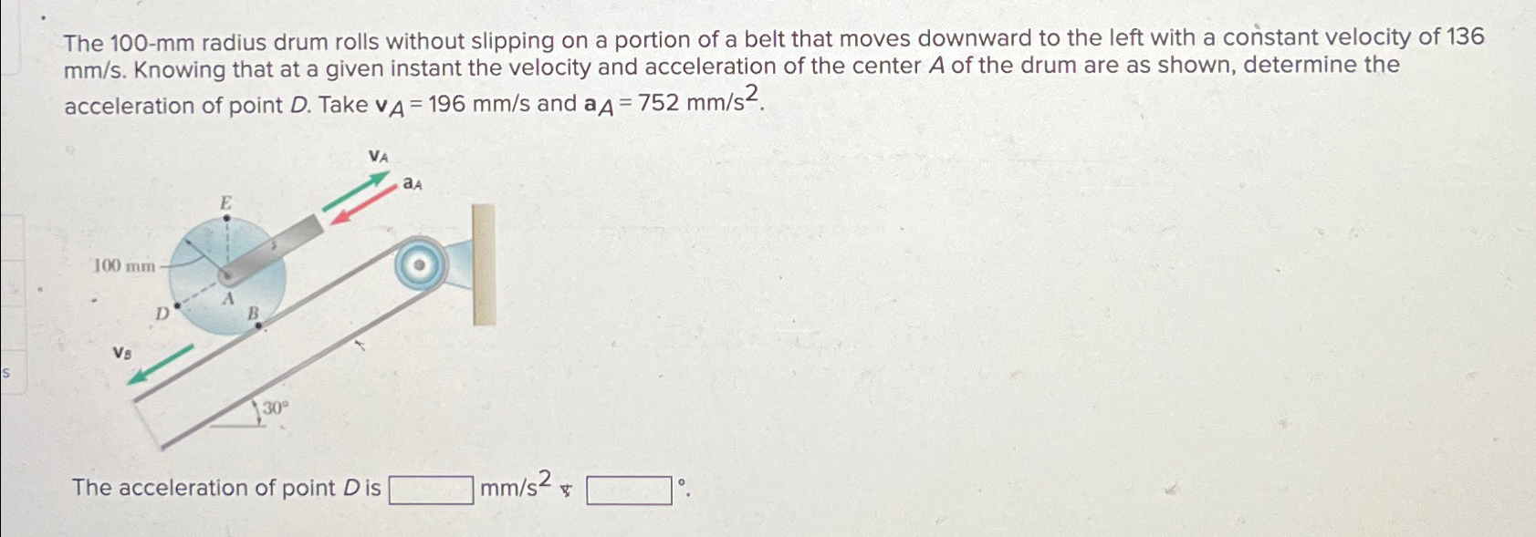 Solved The 100-mm ﻿radius drum rolls without slipping on a | Chegg.com