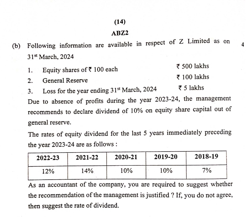 Solved ABZ2(b) ﻿Following information are available in | Chegg.com