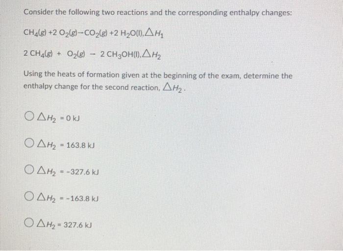 Solved Consider the following two reactions and the | Chegg.com