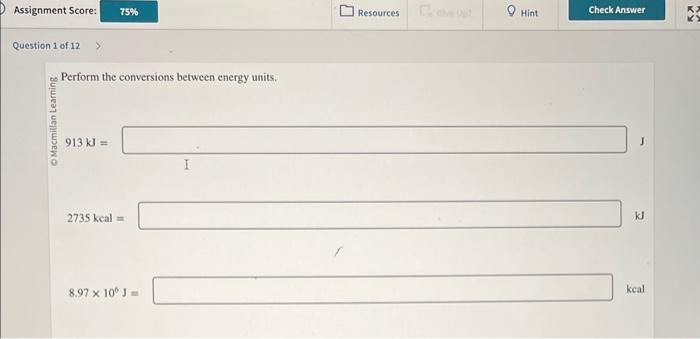 Solved Perform the conversions between energy units. | Chegg.com