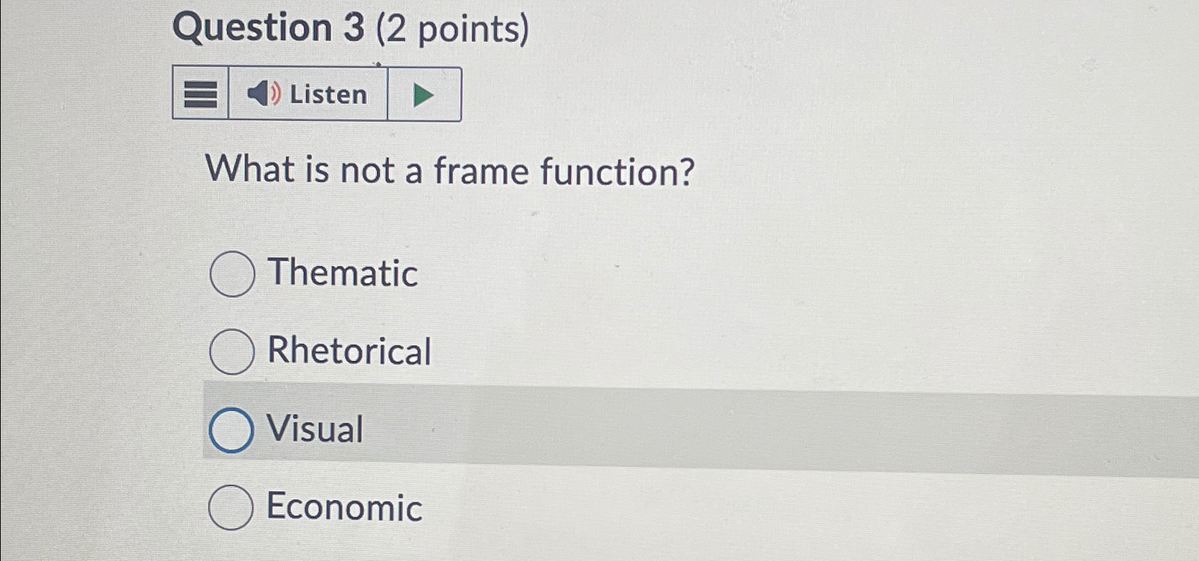 Solved Question 3 (2 ﻿points)What is not a frame | Chegg.com