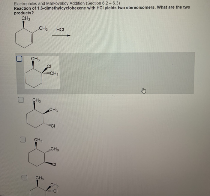 Solved Electrophiles and Markovnkov Addition (Section | Chegg.com