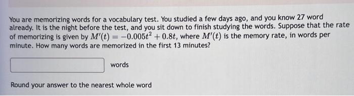 Solved You are memorizing words for a vocabulary test. You | Chegg.com