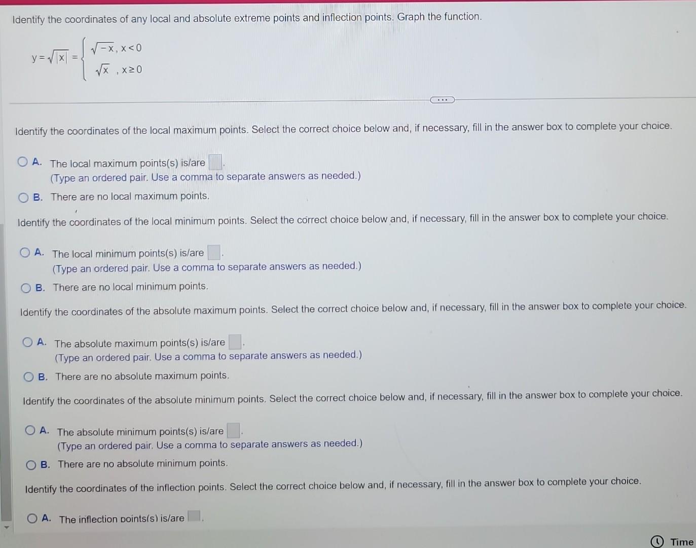 Solved identify the coordinates of any local and absolute | Chegg.com