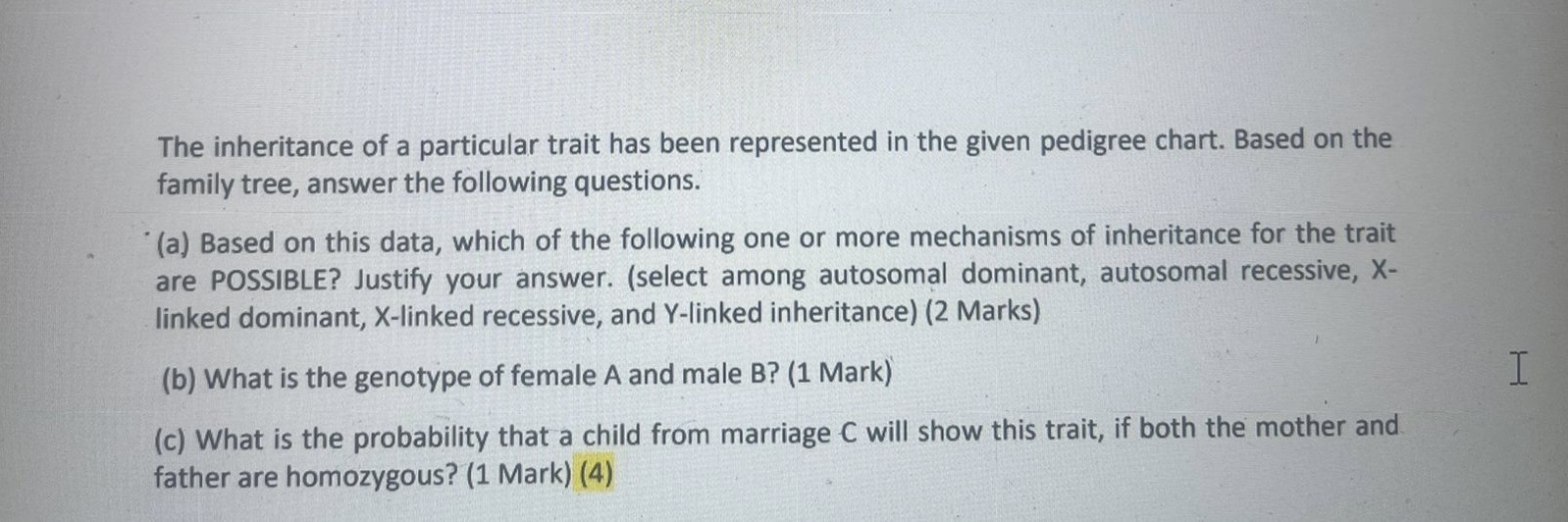 Solved The inheritance of a particular trait has been | Chegg.com