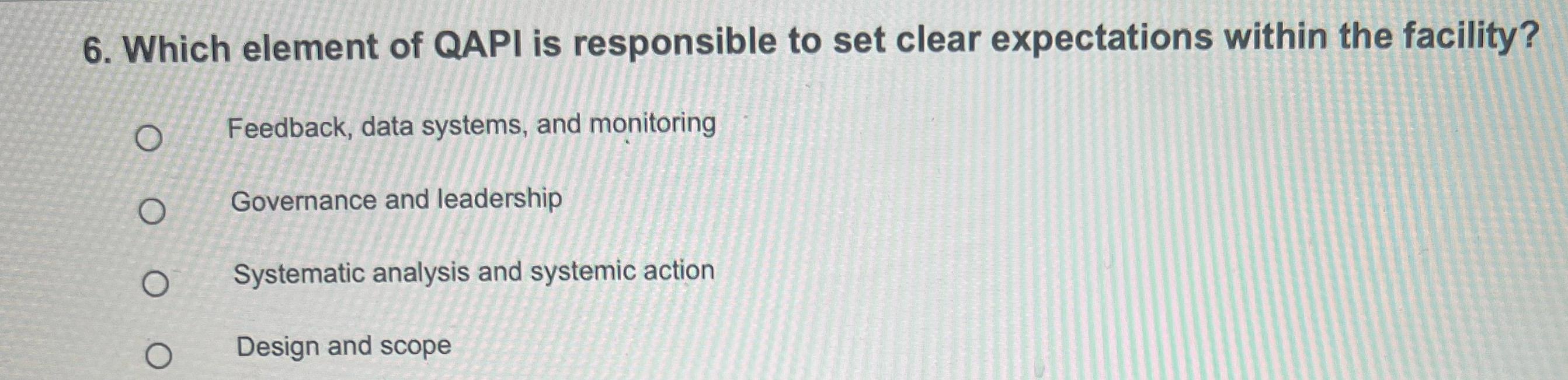Which element of QAPI is responsible to set clear | Chegg.com