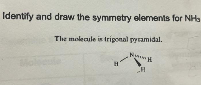 Solved Identify and draw the symmetry elements for NH3 The | Chegg.com