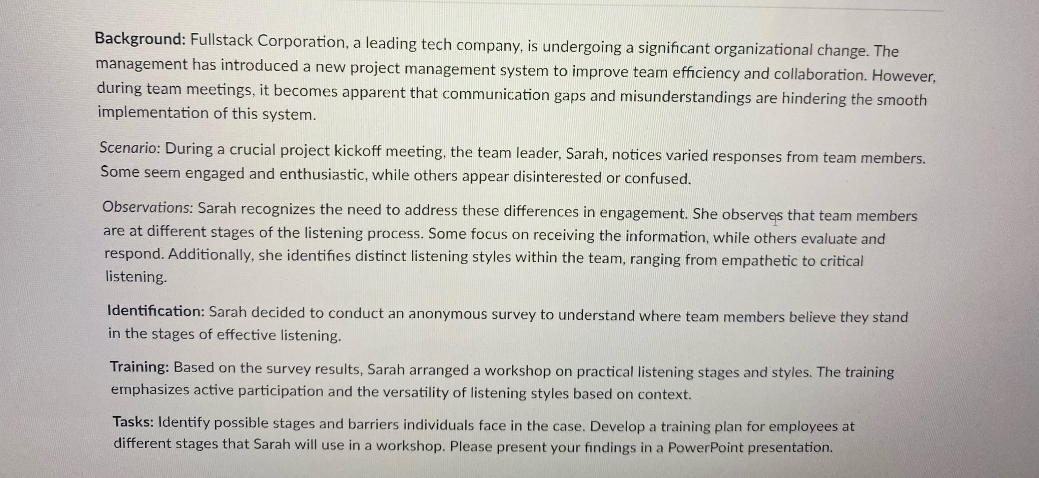 Solved Prepare a case study Background: Fullstack | Chegg.com