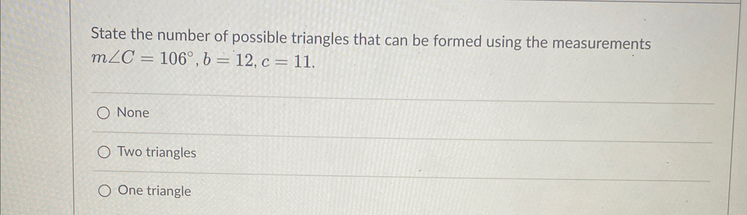 Solved State the number of possible triangles that can be | Chegg.com
