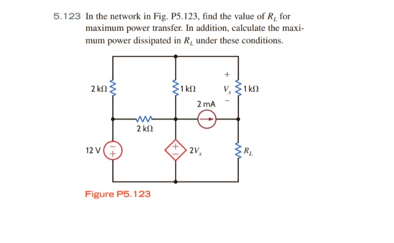 Solved 5.123 ﻿In the network in Fig. P5.123, ﻿find the value | Chegg.com