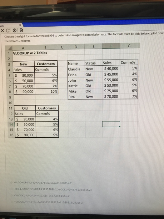 Solved XCO Choose the right formula for the cell G4 to | Chegg.com
