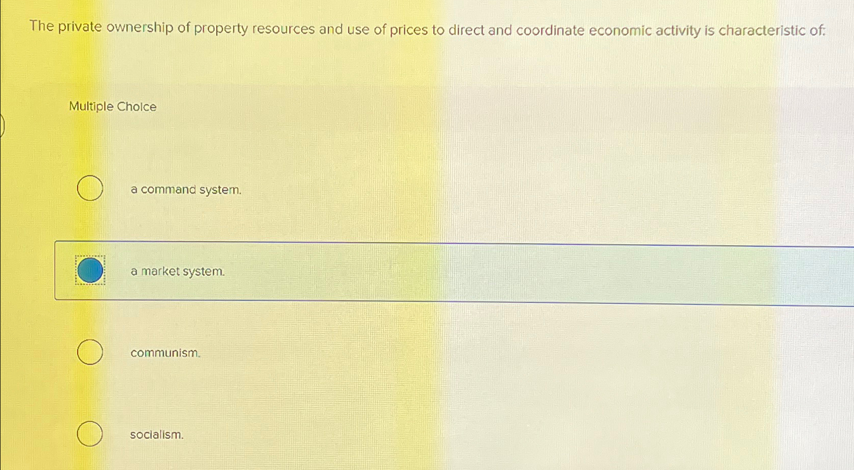 Solved The private ownership of property resources and use | Chegg.com