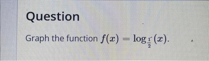 Solved Question Graph the function f(x)=log21(x).Graph the | Chegg.com