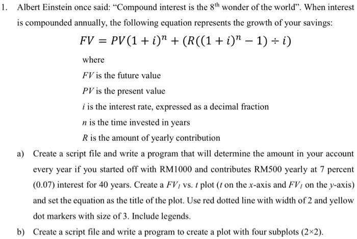 Solved Albert Einstein once said: "Compound interest is the | Chegg.com