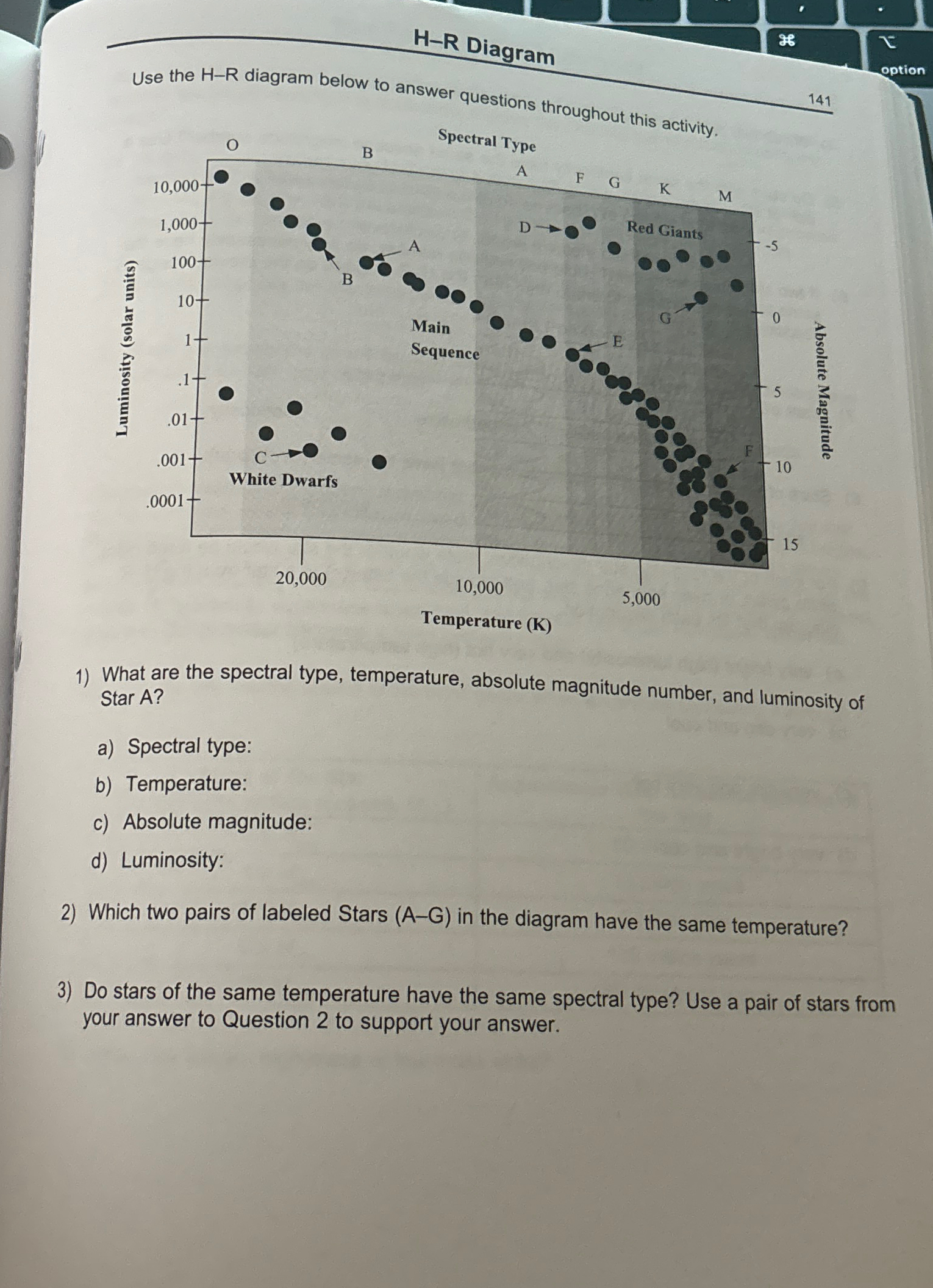 Solved H-R DiagramUse the H-R diagram below to answer | Chegg.com
