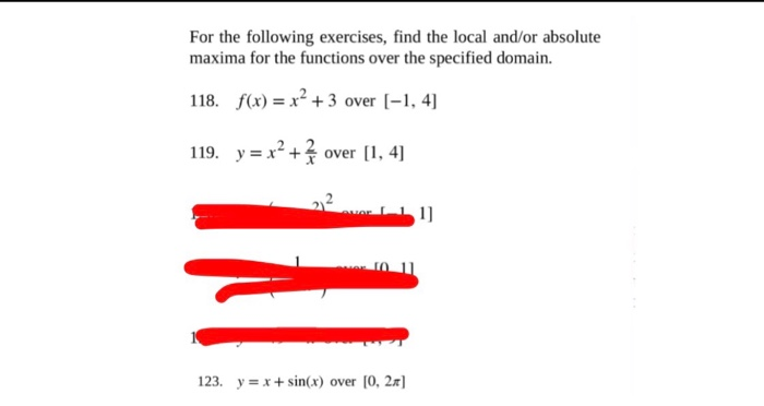 Solved For the following exercises, find the local and/or | Chegg.com