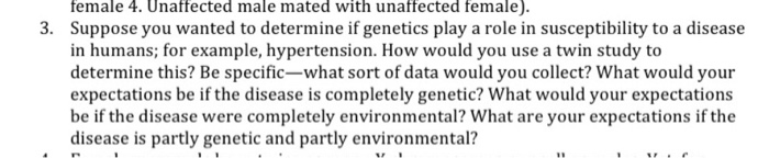 Solved female 4. Unaffected male mated with unaffected | Chegg.com