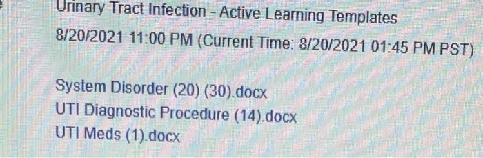 Urinary Tract Infection - Active Learning Templates | Chegg.com