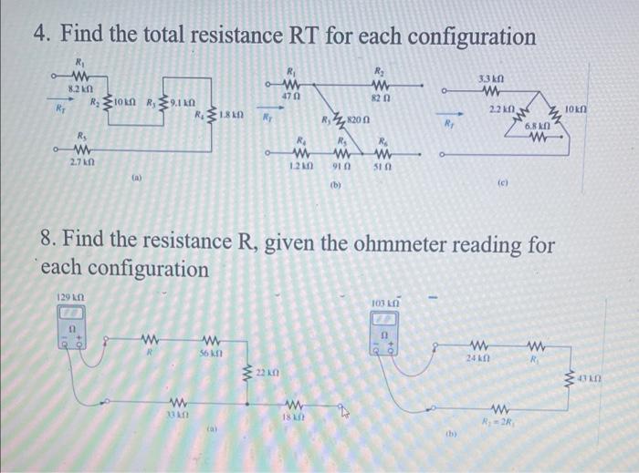 Solved 4. Find the total resistance RT for each | Chegg.com