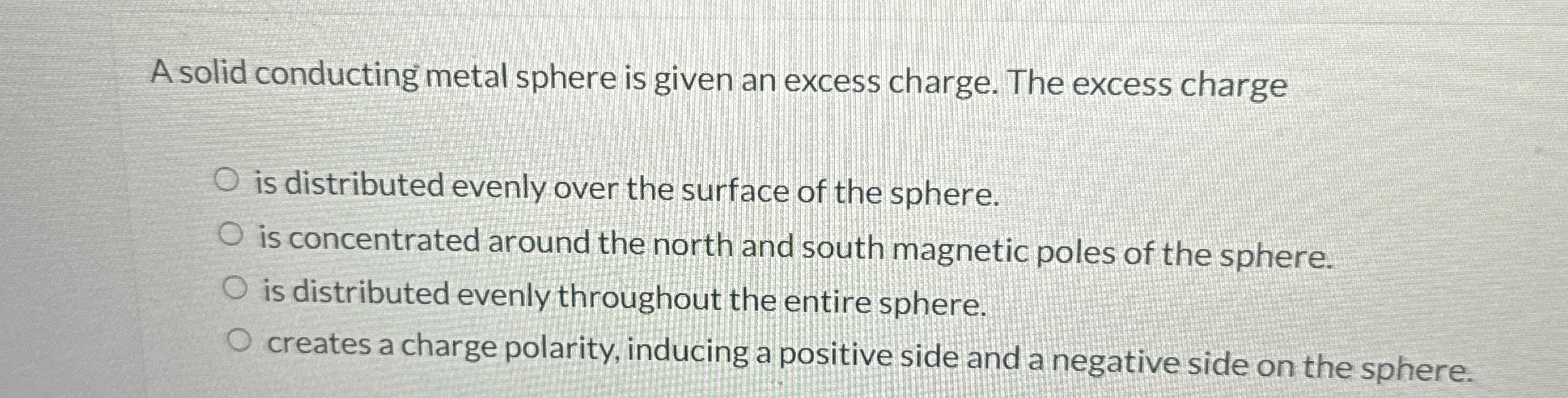 Solved A solid conducting metal sphere is given an excess | Chegg.com