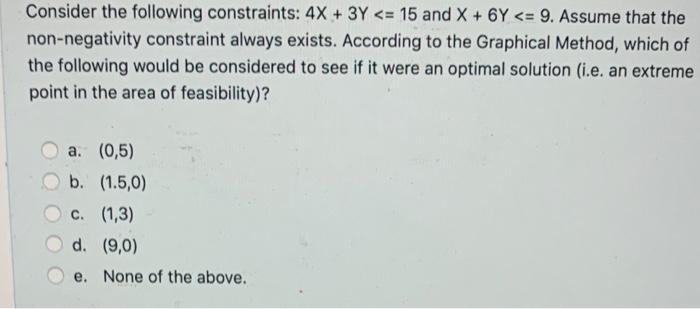 Solved Consider the following constraints: 4X+3Y