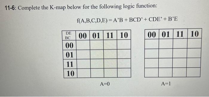 Solved 11-6: Complete the K-map below for the following | Chegg.com