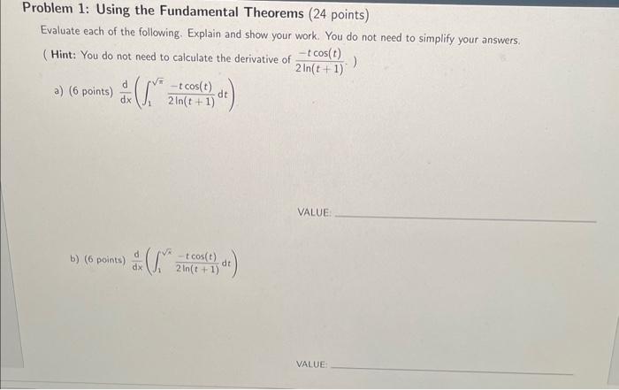 oblem 1: Using the Fundamental Theorems (24 points) | Chegg.com oblem 1: Using the Fundamental Theorems (24 points) | Chegg.com
