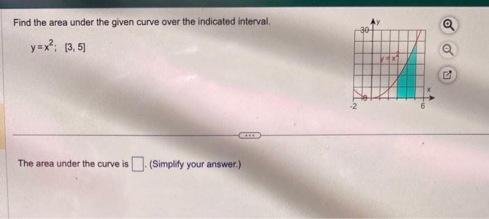 Solved Find the area under the given curve over the | Chegg.com