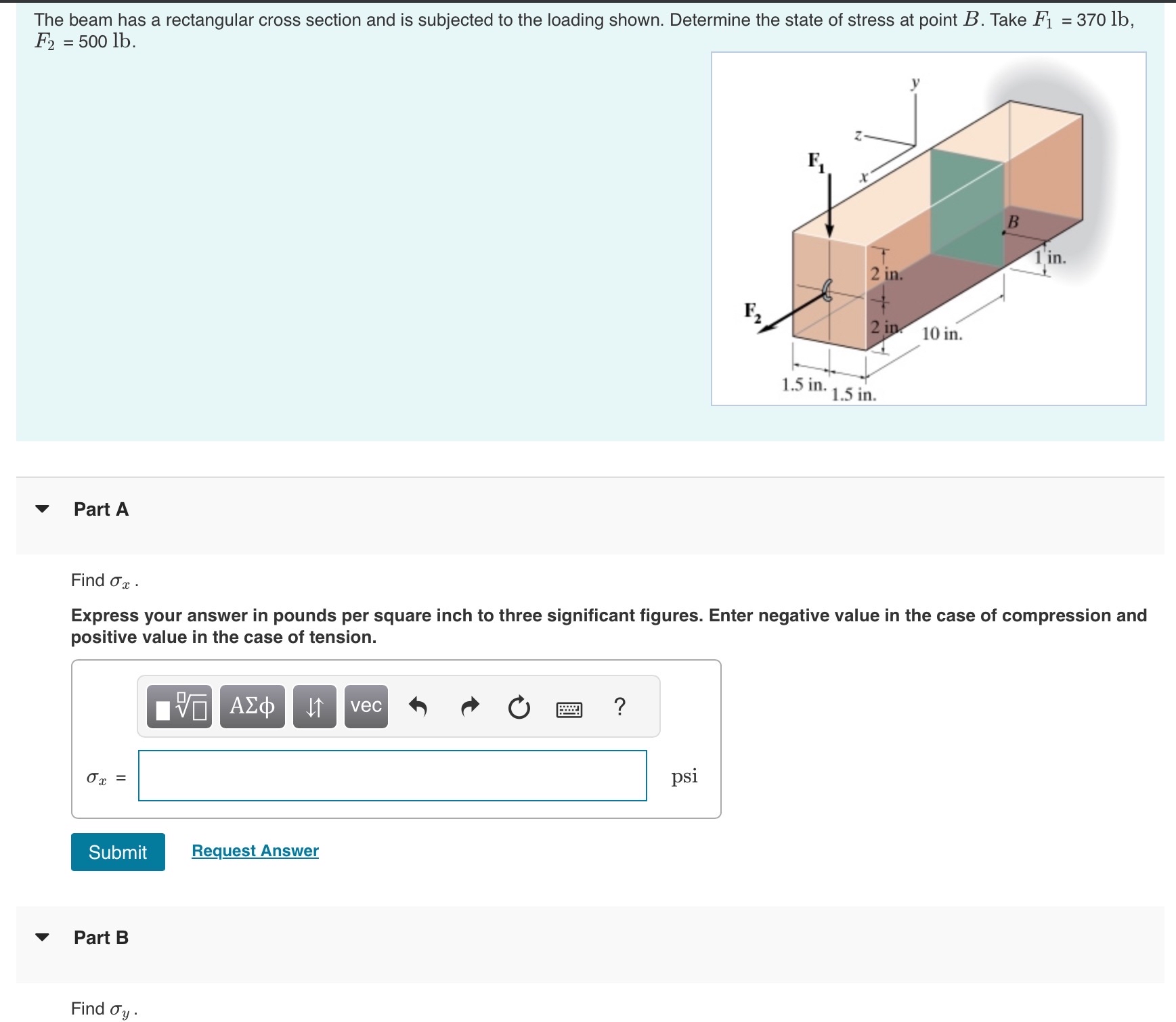Solved The beam has a rectangular cross section and is | Chegg.com