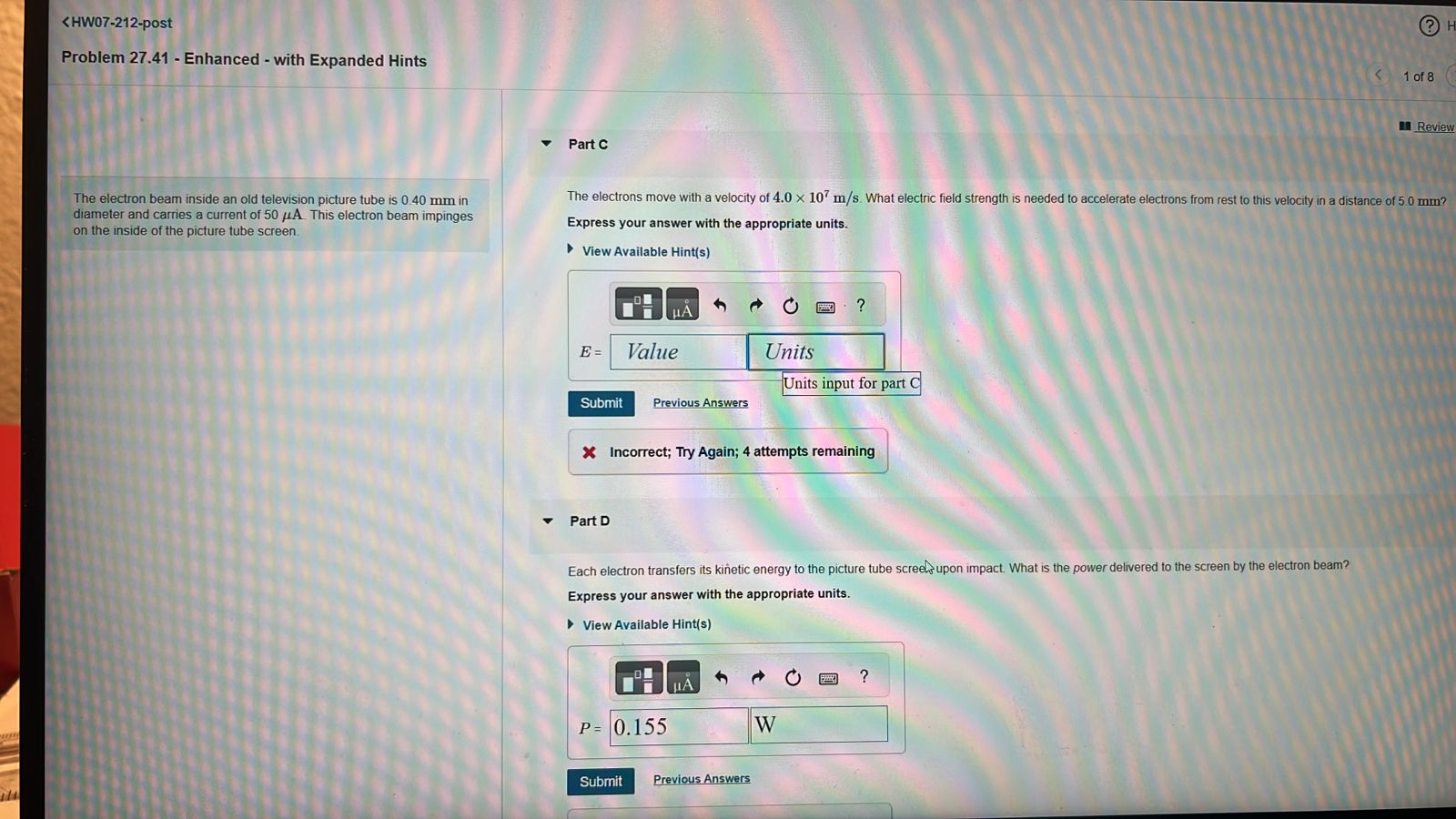 Solved Problem 27.41 - ﻿Enhanced - ﻿with Expanded HintsThe | Chegg.com