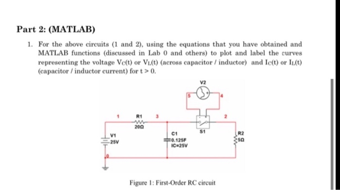 Solved Part 2: (MATLAB) 1. For the above circuits (1 and 2), | Chegg.com