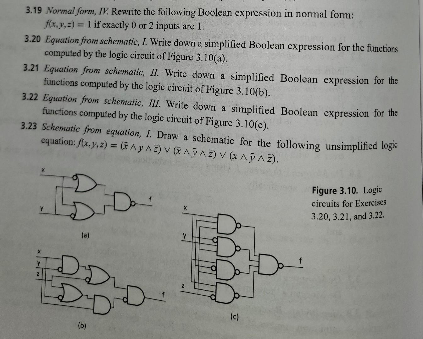 Solved 3.19 Normal form, IV. Rewrite the following Boolean | Chegg.com