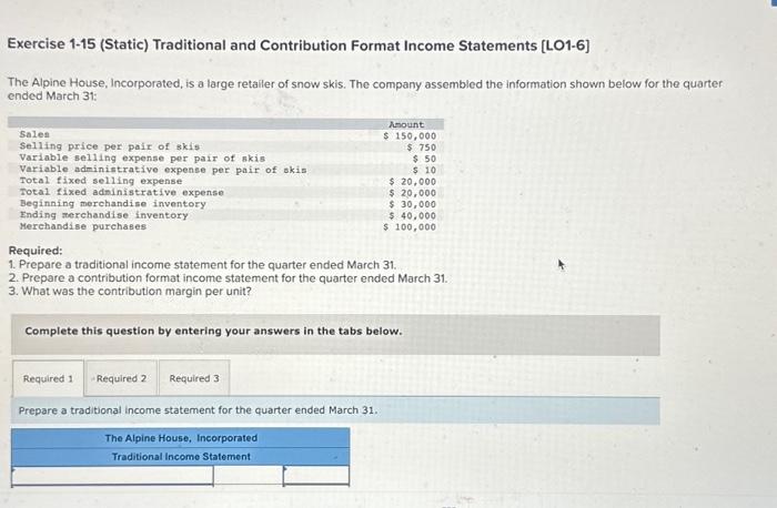 Solved repare a contribution format income statement for | Chegg.com