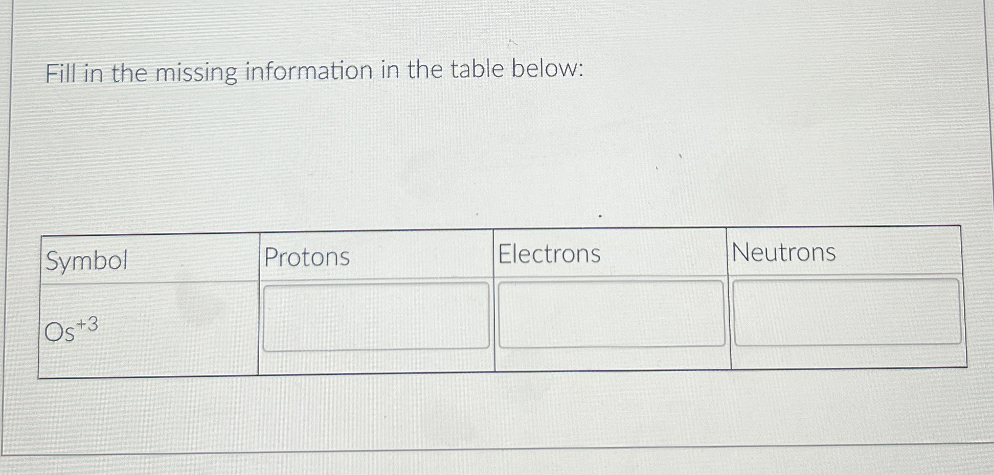 Solved Fill in the missing information in the table | Chegg.com