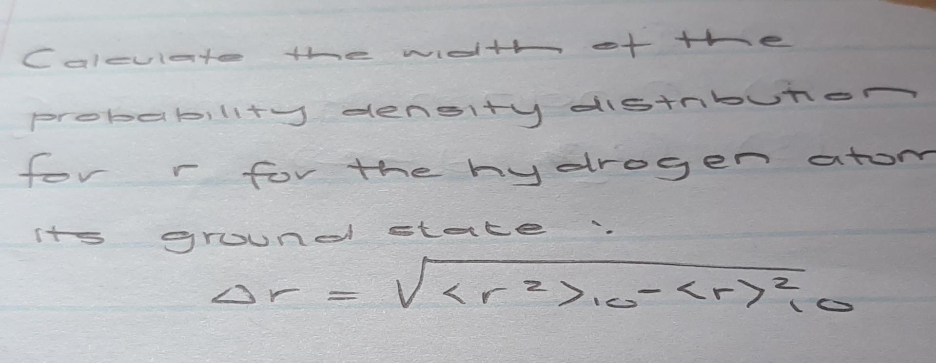 Solved Calculate the width of the probability density | Chegg.com