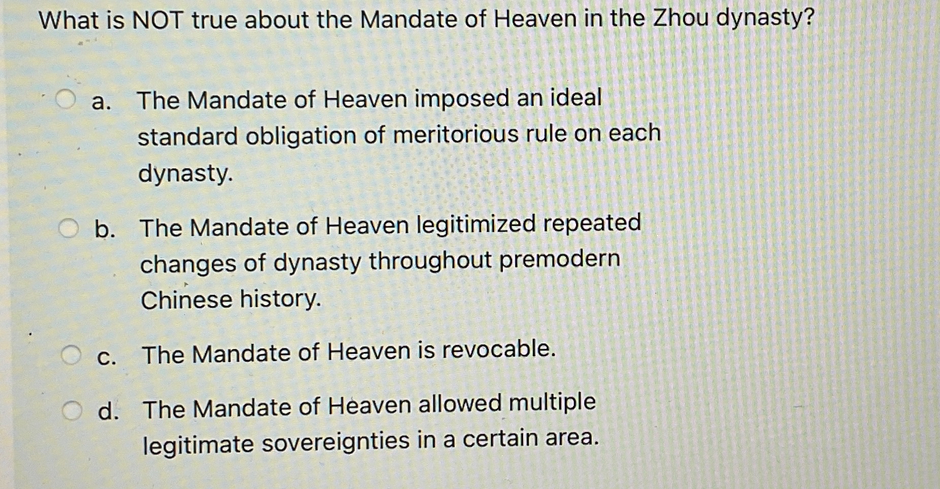 Zhou Dynasty Mandate Of Heaven