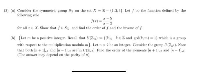 Solved A Consider The Symmetric Group Sx On The Set