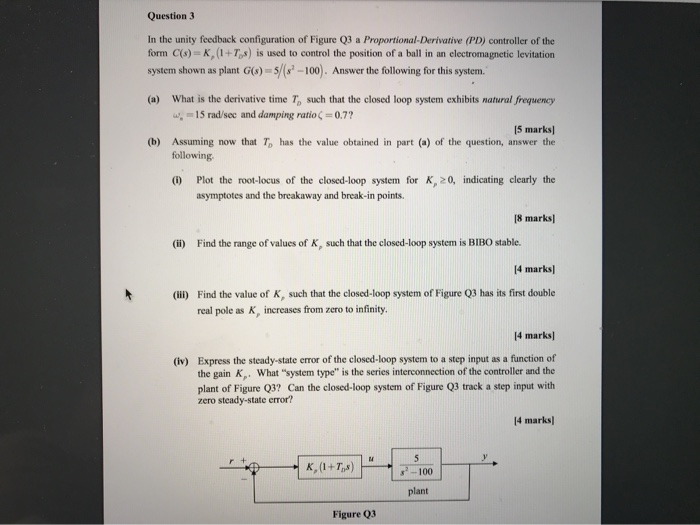 Solved Question 3 In the unity feedback configuration of | Chegg.com