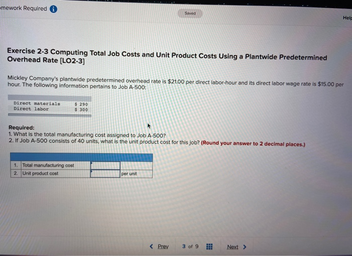 Solved mework Required Saved Help Exercise 2-3 Computing | Chegg.com Solved mework Required Saved Help Exercise 2-3 Computing | Chegg.com