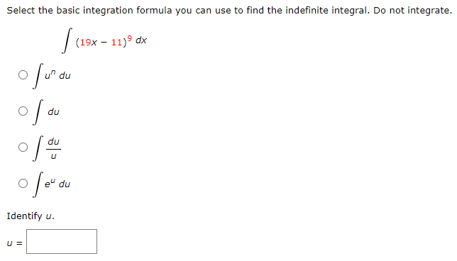 Solved Select the basic integration formula you can use to | Chegg.com
