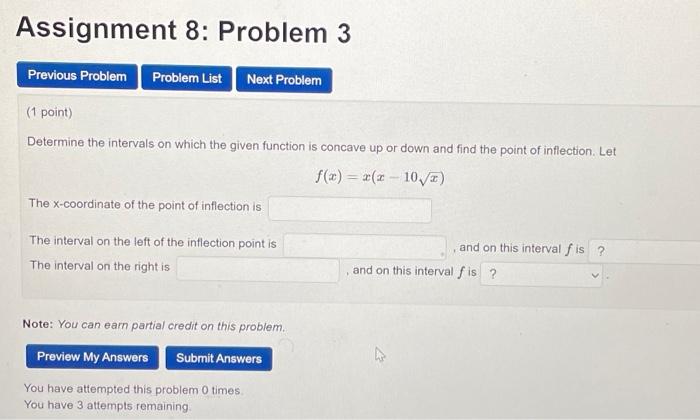 Solved (1 point) NOTE: When using interval notation in | Chegg.com