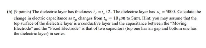 Solved 2 15 Points A Parallel Plate Capacitive Chegg