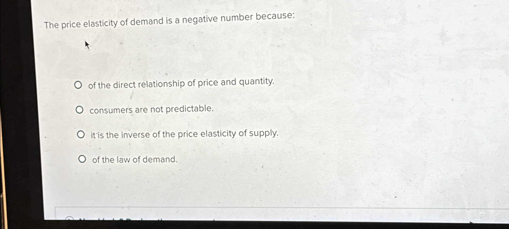 Solved The price elasticity of demand is a negative number | Chegg.com