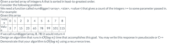 Solved Given a sorted array of integers A that is sorted in | Chegg.com
