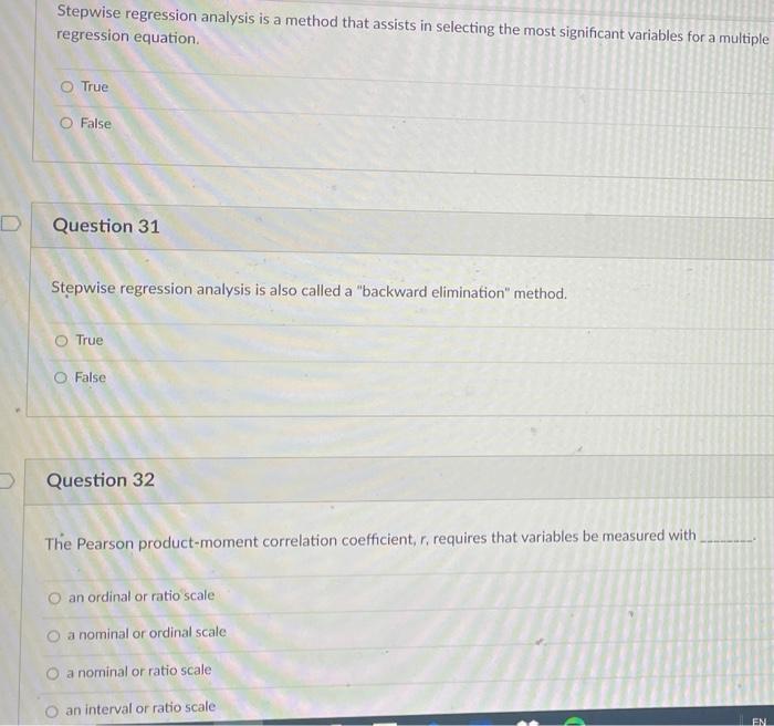 Solved Stepwise regression analysis is a method that assists | Chegg.com