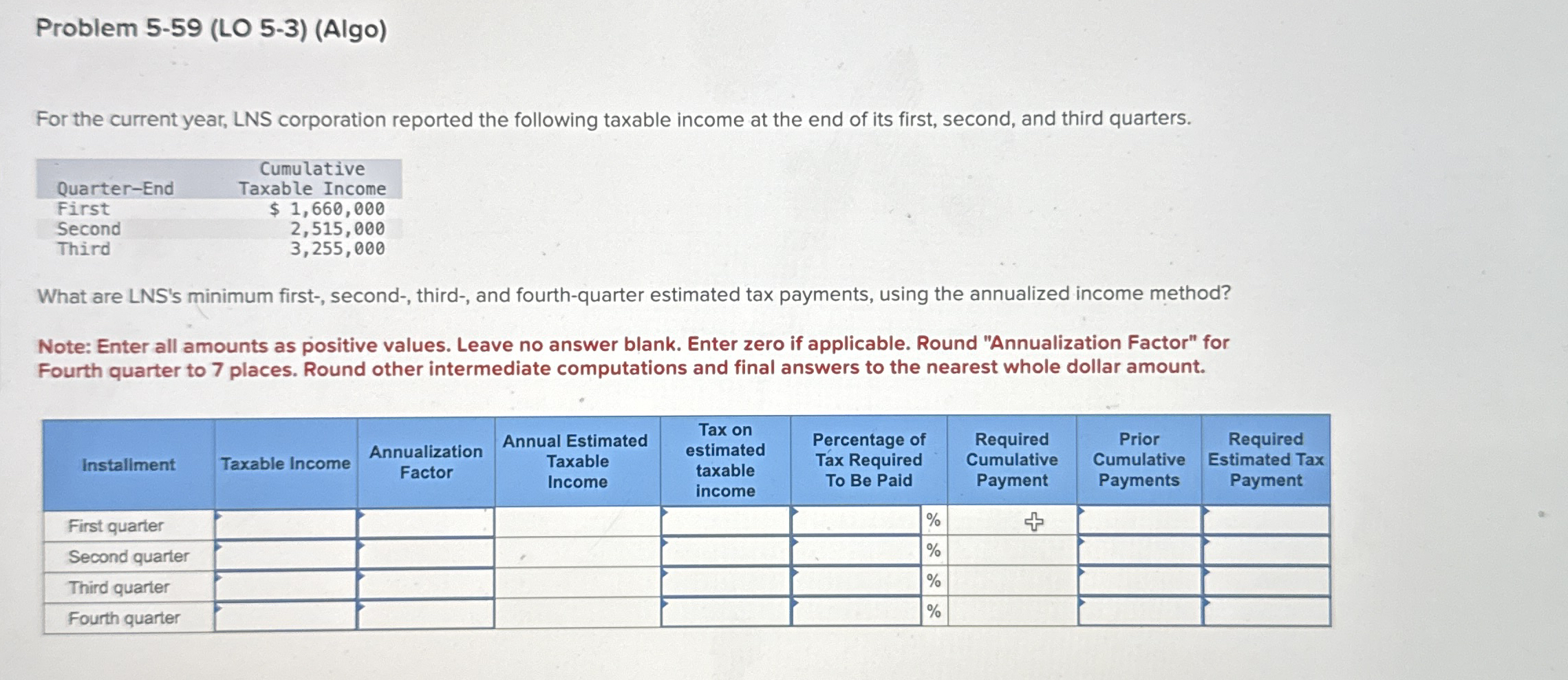 Solved Problem 5-59 (LO 5-3) (Algo)For the current year, LNS | Chegg.com