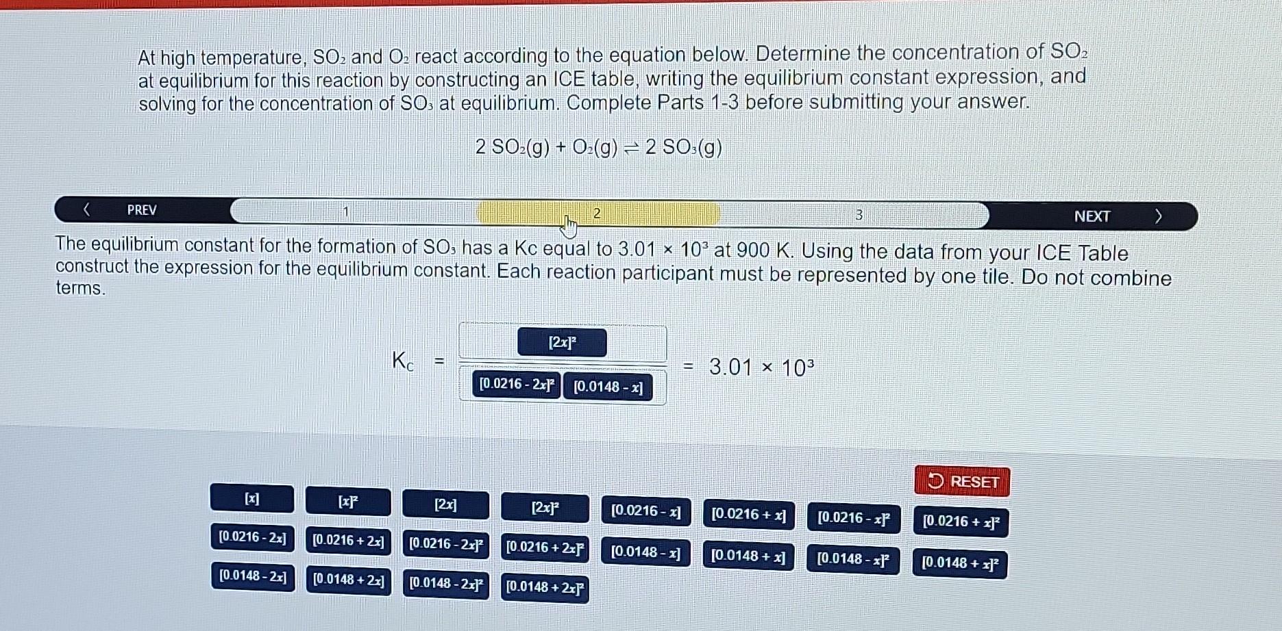 At high temperature, SO2 and O2 react according to | Chegg.com