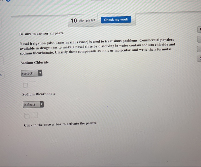 Solved 10 attempts left Check my work Be sure to answer all | Chegg.com
