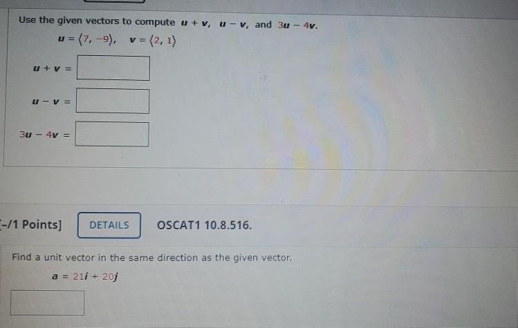 Solved Given initial point P1 = (-4, 2) and terminal point | Chegg.com