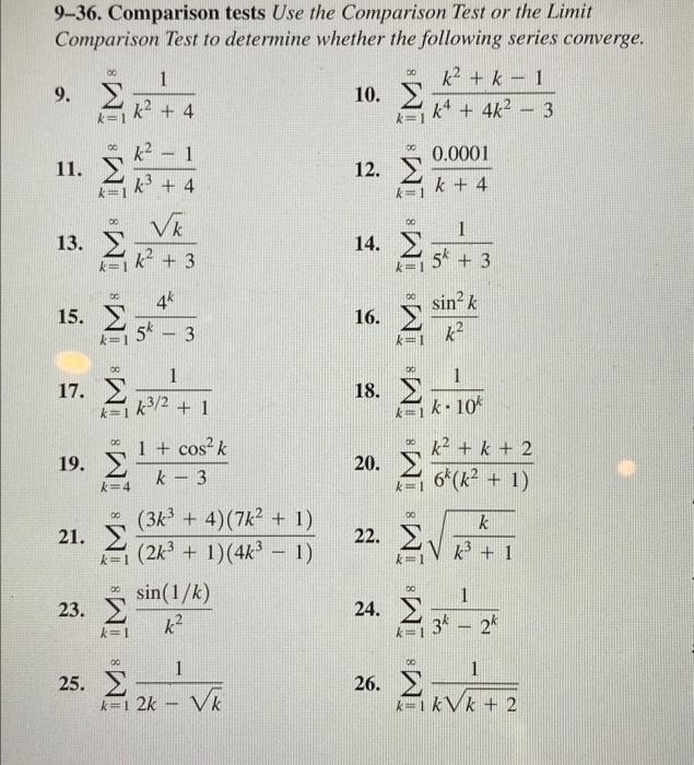 Solved 18 please. 9-36. Comparison tests Use the Comparison | Chegg.com